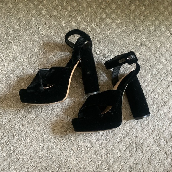 Miu Miu | Shoes | Miu Miu Velvet Platform Heel Sandals | Poshmark